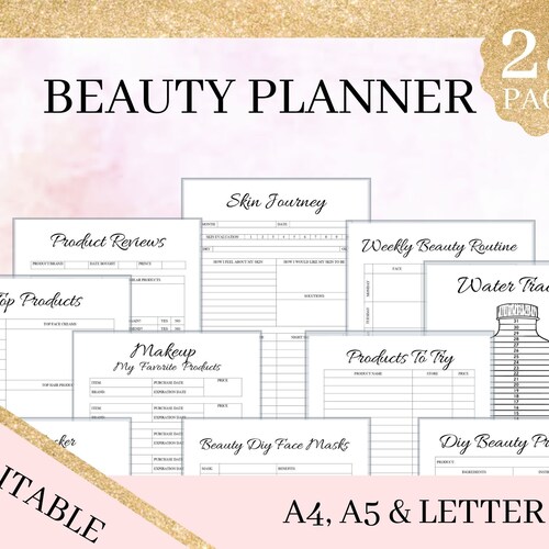 Beauty Routine Printable Planner. Self Care Journal. Skincare - Etsy