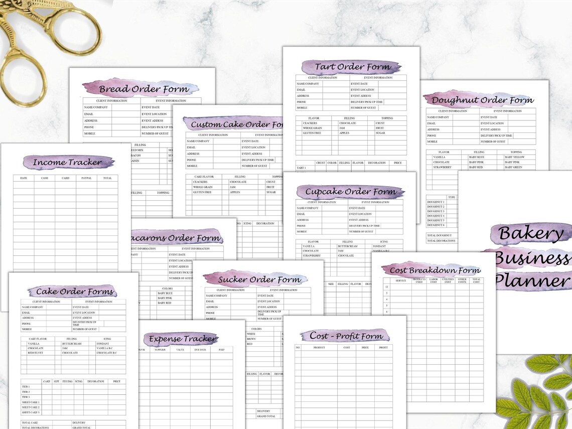 Bakery Business Planner, Bakery Forms, Bakery Planner, Cake Order Form ...