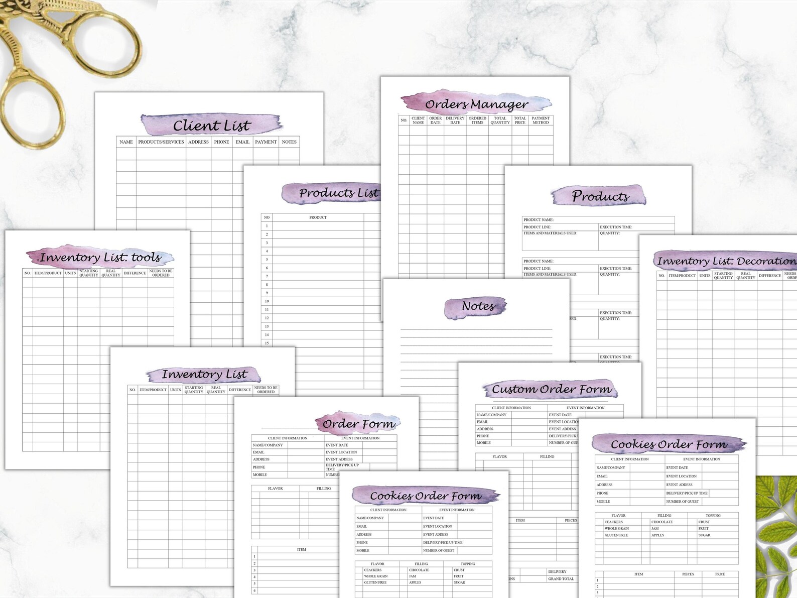 Bakery Business Planner, Bakery Forms, Bakery Planner, Cake Order Form ...