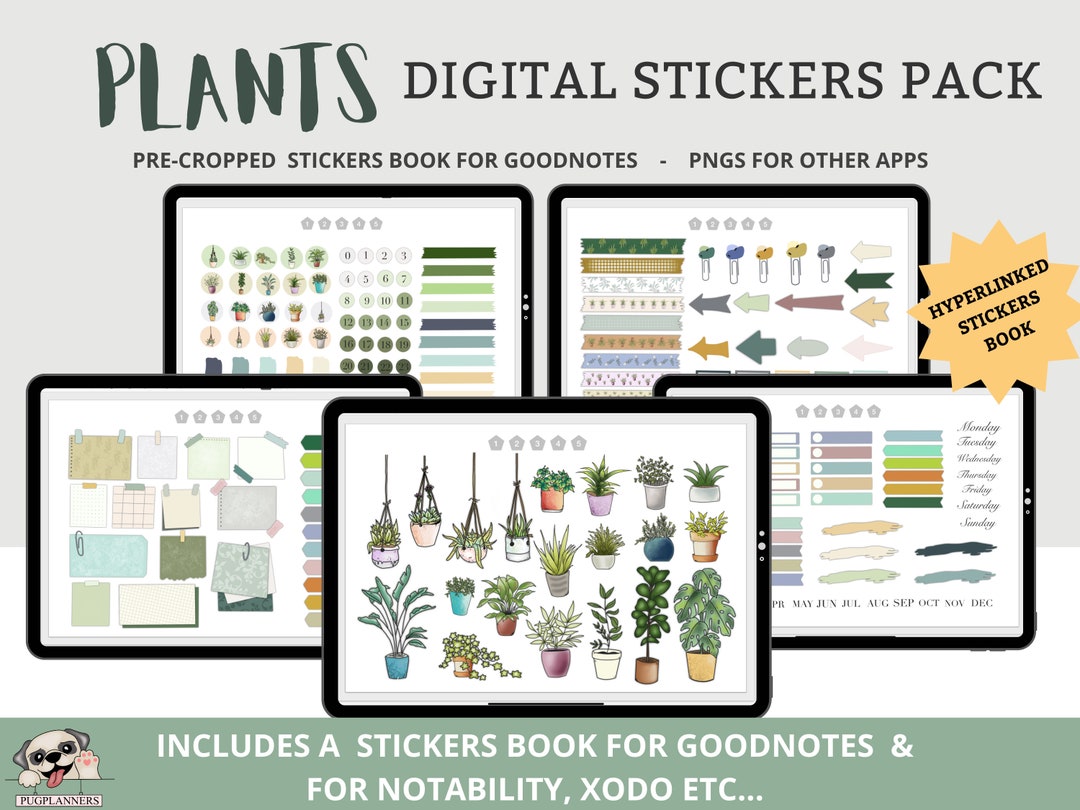 BOTANICAL PLANTS Stickers, Digital Stickers, Digital Goodnotes Stickers ...