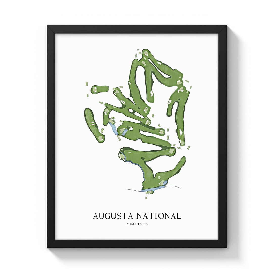 Augusta National Georgia Golf Course Map, Personalized Golf Art, Gifts ...