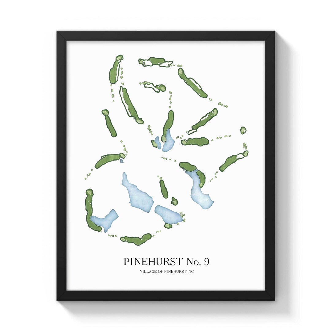Pinehurst No 9 | Golf Course Map, Personalized Golf Art, Golf Gift ...