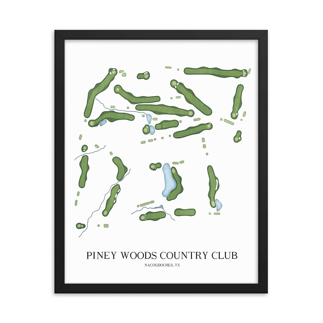 Piney Woods Country Club | Golf Course Map, Personalized Golf Art, Golf ...