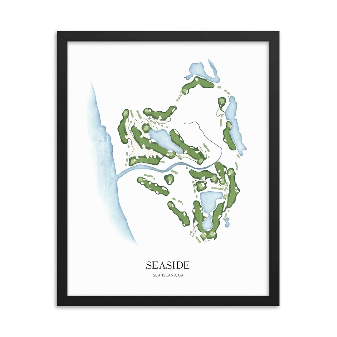 Seaside Golf Course Map Golf Course Map, Personalized Golf Art Gifts ...