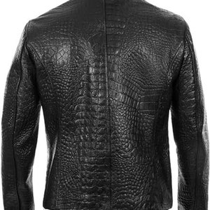 Handmade Men's Leather Motorcycle Jacket Genuine Black Alligator ...