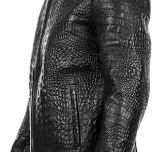 Handmade Men's Leather Motorcycle Jacket Genuine Black Alligator ...