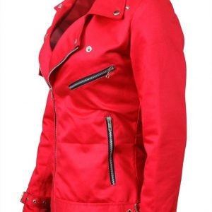 Women's Stylish Red Cotton Snake Logo Motorcycle Jacket All Sizes ...