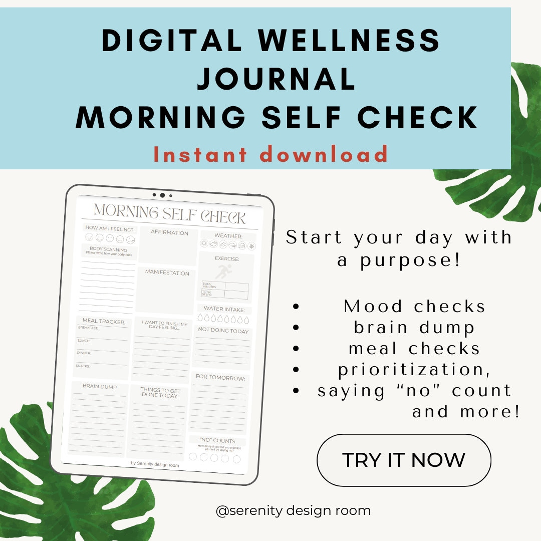 Wellness Morning Routine, Wellness Tracker, Wellness Journal Printable ...