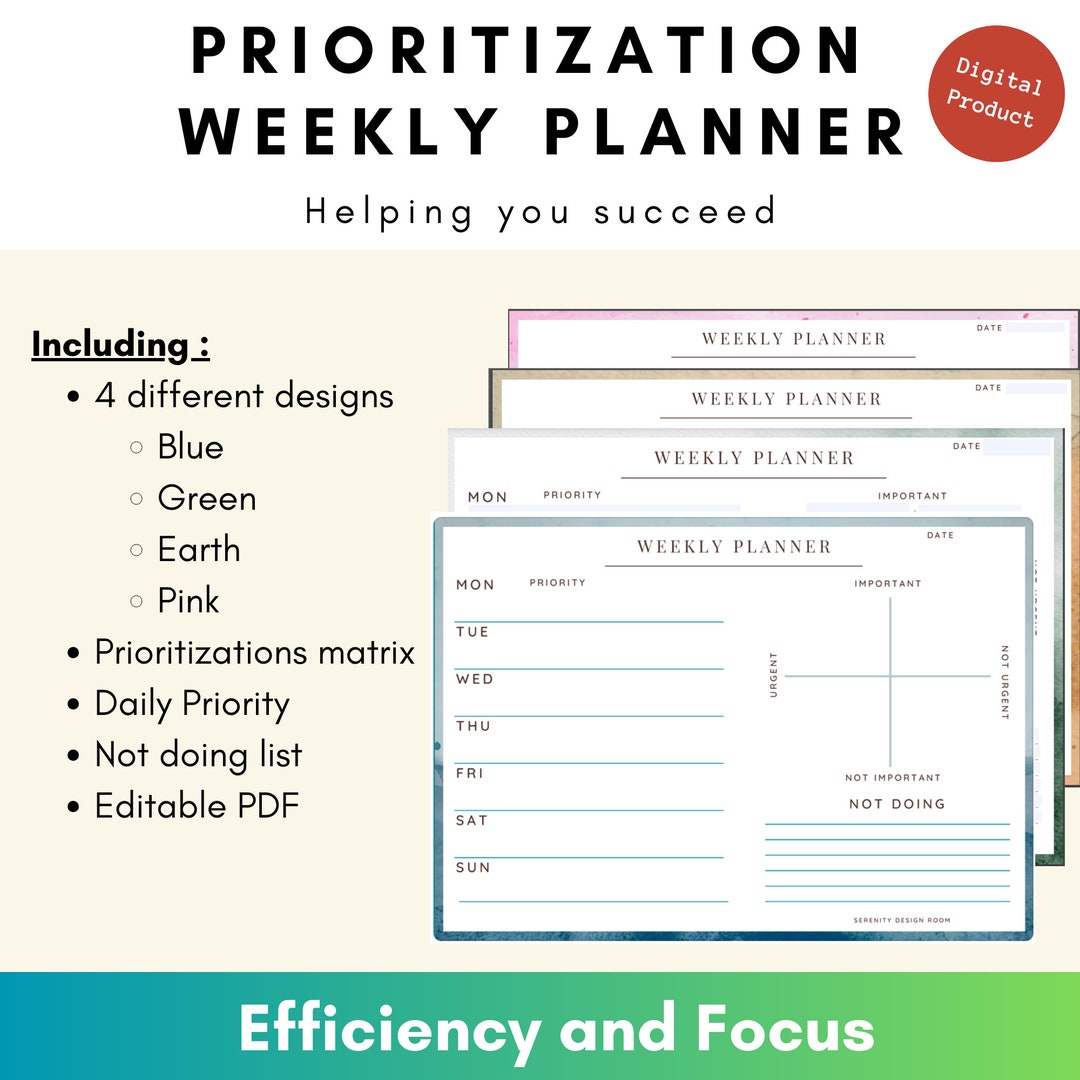 Prioritization Weekly Planner - Making Your Work More Efficient - Etsy