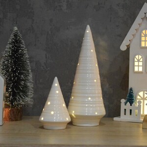 Ceramic Ribbed Christmas Tree Decoration Light up Xmas Tree - Etsy UK