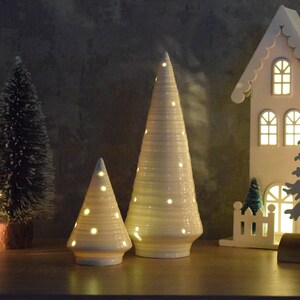 Ceramic Ribbed Christmas Tree Decoration Light up Xmas Tree - Etsy UK
