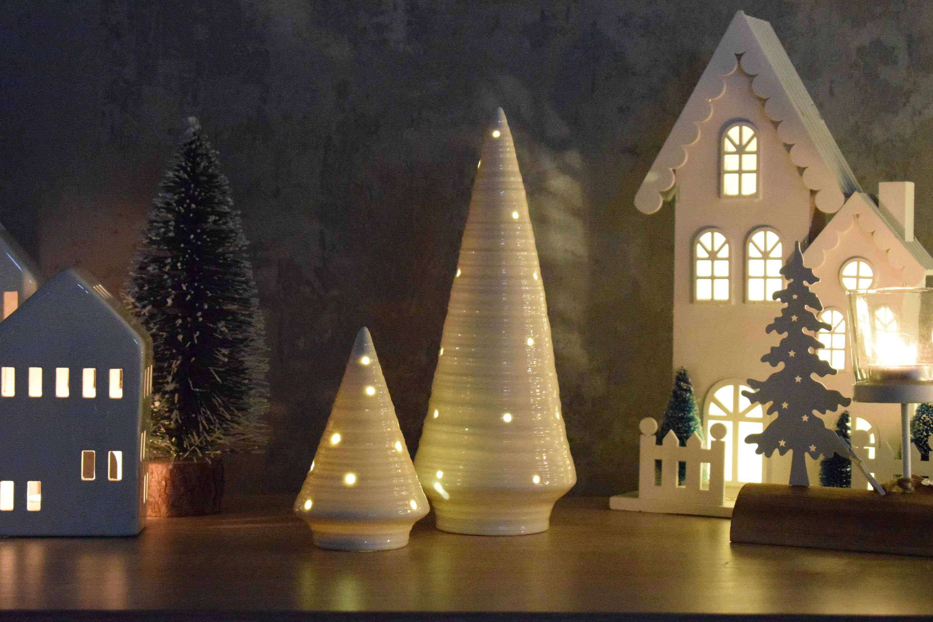 Ceramic Ribbed Christmas Tree Decoration Light up Xmas Tree - Etsy UK