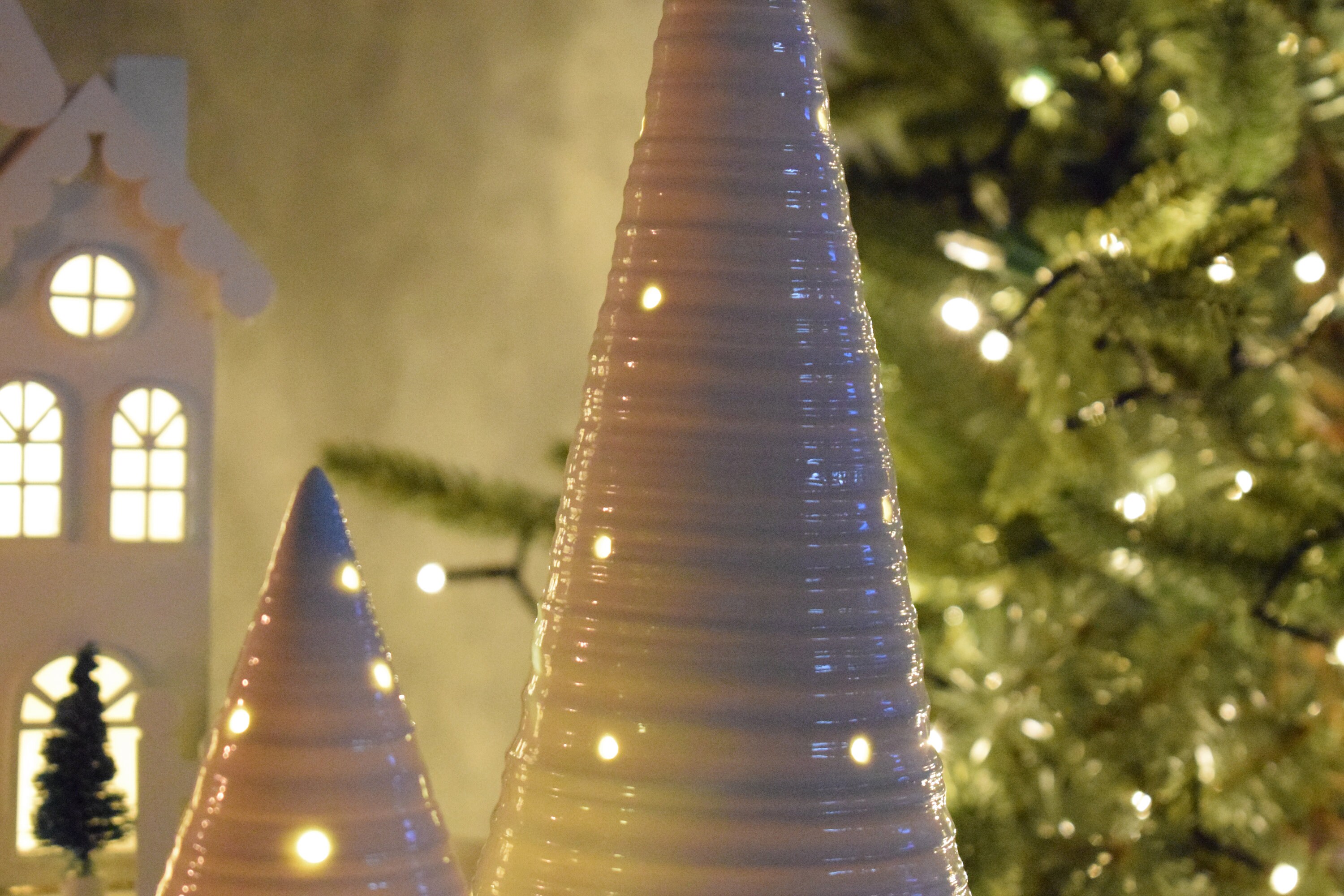 Ceramic Ribbed Christmas Tree Decoration Light up Xmas Tree - Etsy UK