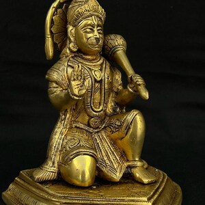 Lord Hanuman Statue, 19CM, Brass Ram Bhakt Blessing Hanuman Idol, Hindu ...