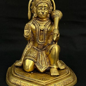 Lord Hanuman Statue, 19CM, Brass Ram Bhakt Blessing Hanuman Idol, Hindu ...