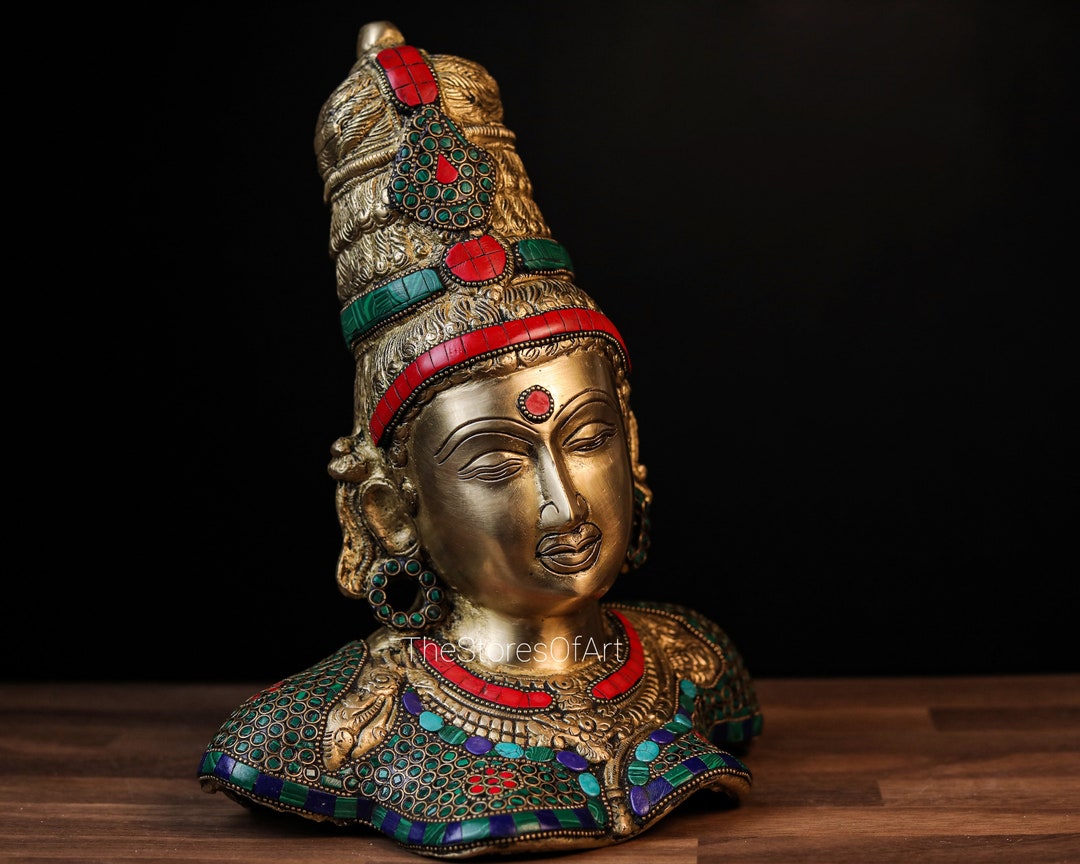 Parvati Statue, 30CM, Brass, Goddess Parvati Head, maa Parvati Iconic ...