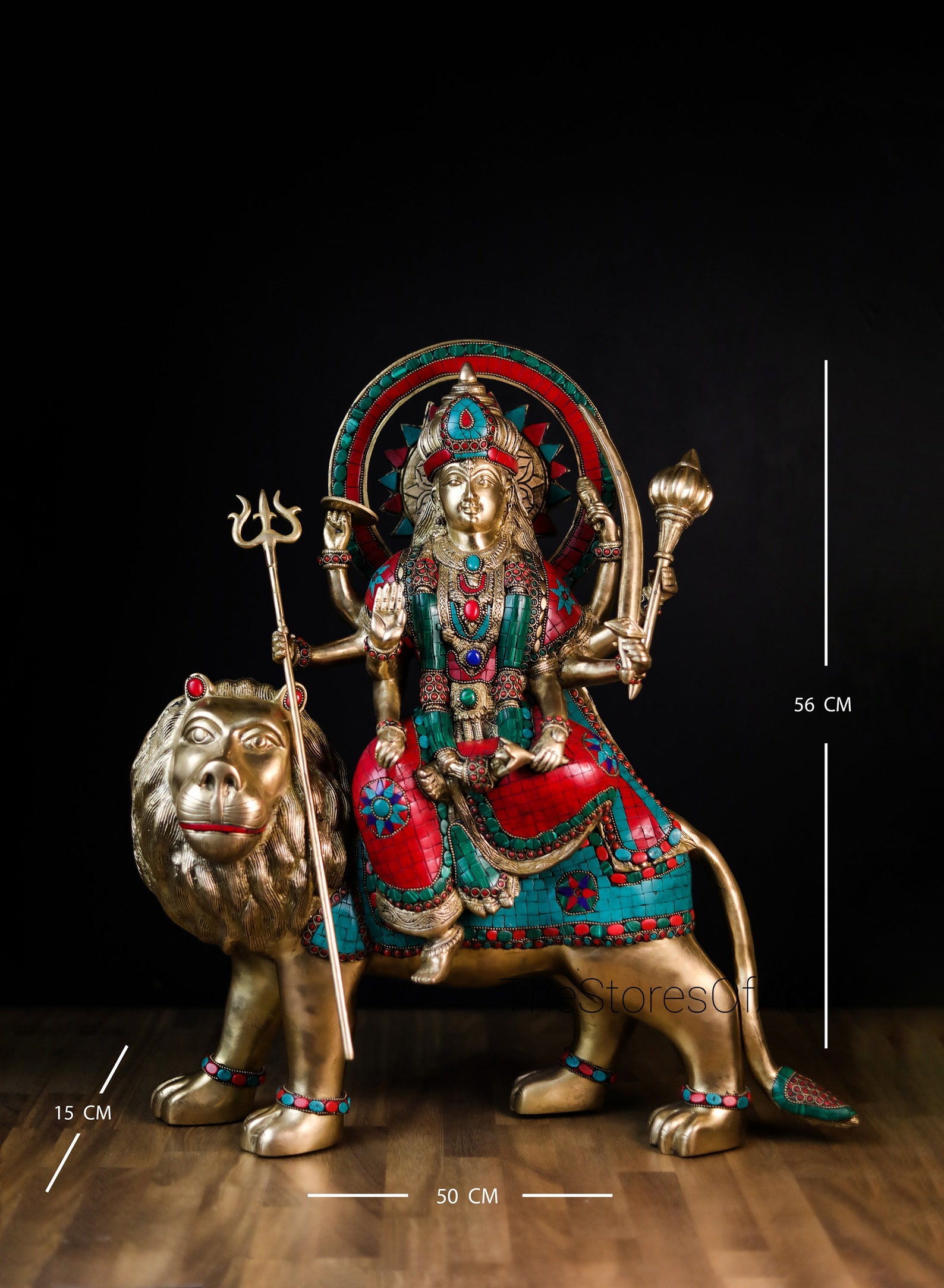 Brass Durga Statue 56 CM Big Maa Durga With Inlay Work | Etsy