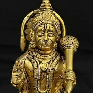 Lord Hanuman Statue, 19CM, Brass Ram Bhakt Blessing Hanuman Idol, Hindu ...
