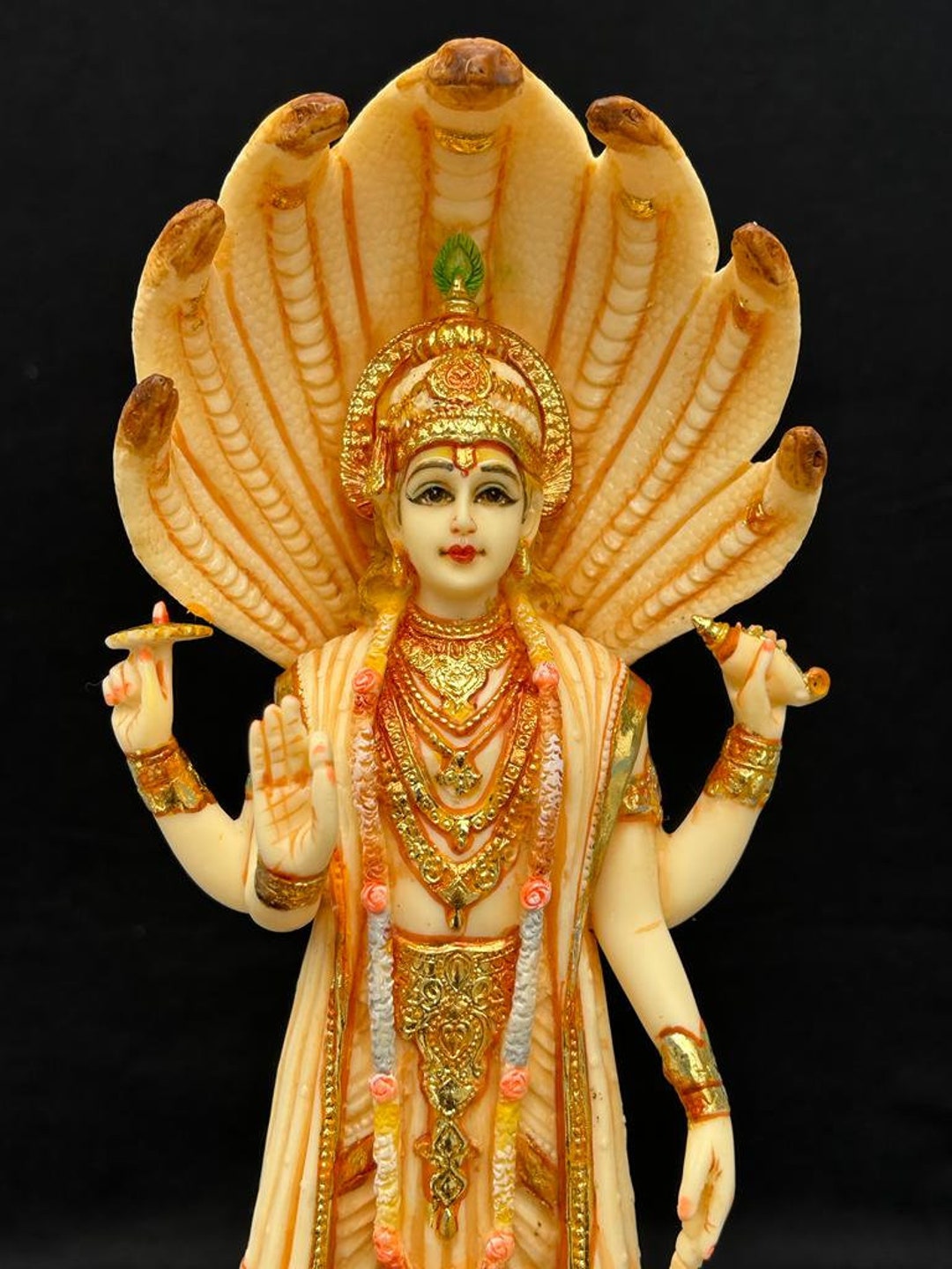 Vishnu Statue, 32 CM, Big Hand Painted Marble Lord Vishnu Idol ...