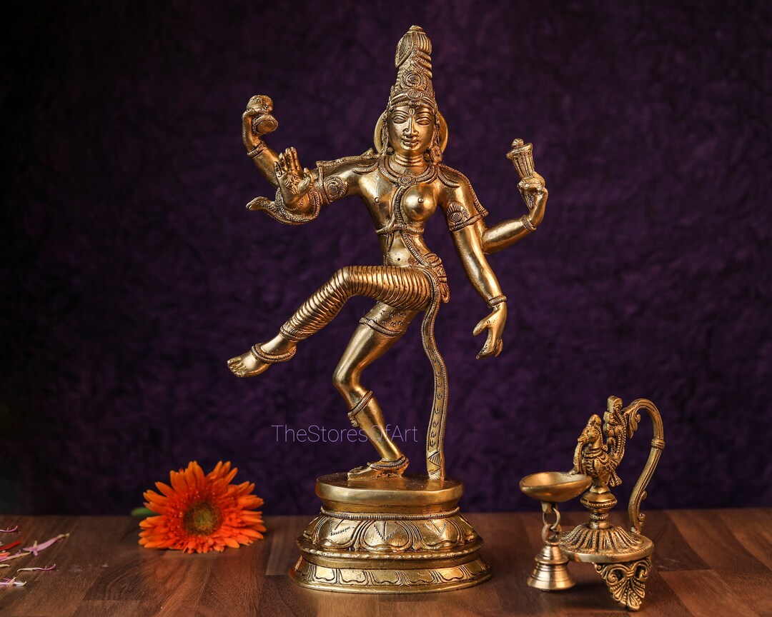 Ardhanarishvara Statue, 37 CM Großes Shiva Parvati Idol, Messing ...