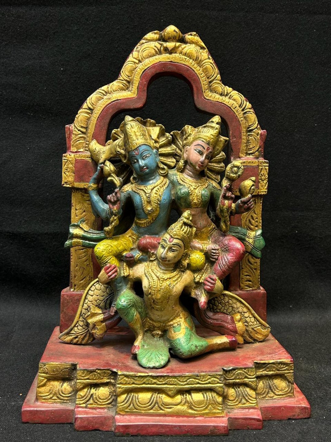 Vishnu,laxmi Seated on Vehicle Garuda, Handmade With Brass Having ...
