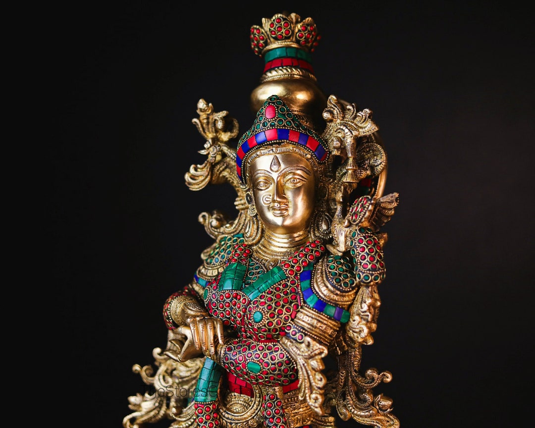 Radha Statue, 71CM, Big Large Size Brass Goddess Radha Statue, Hindu ...