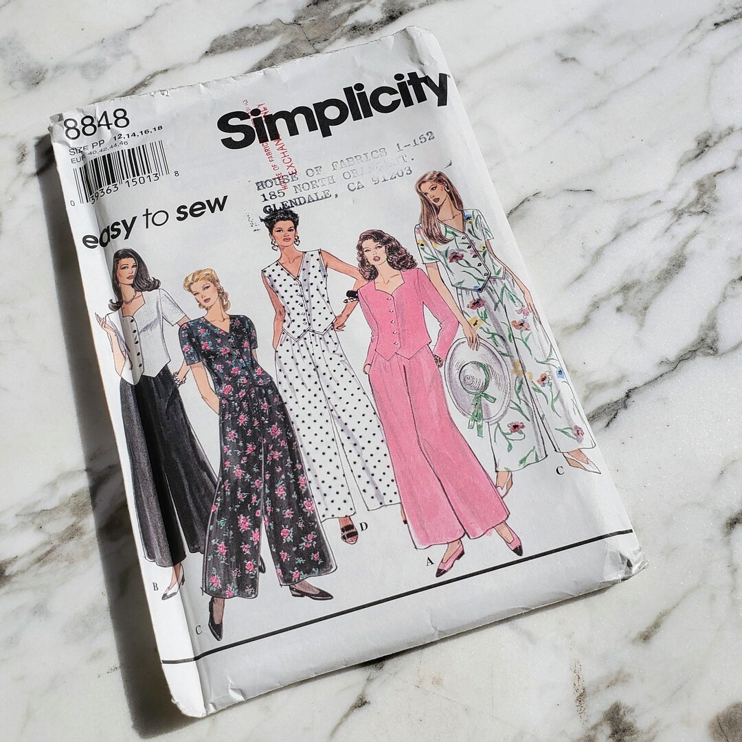 Simplicity 8848 Misses' Pants and Top or Vest Easy to Sew Size PP 12 ...