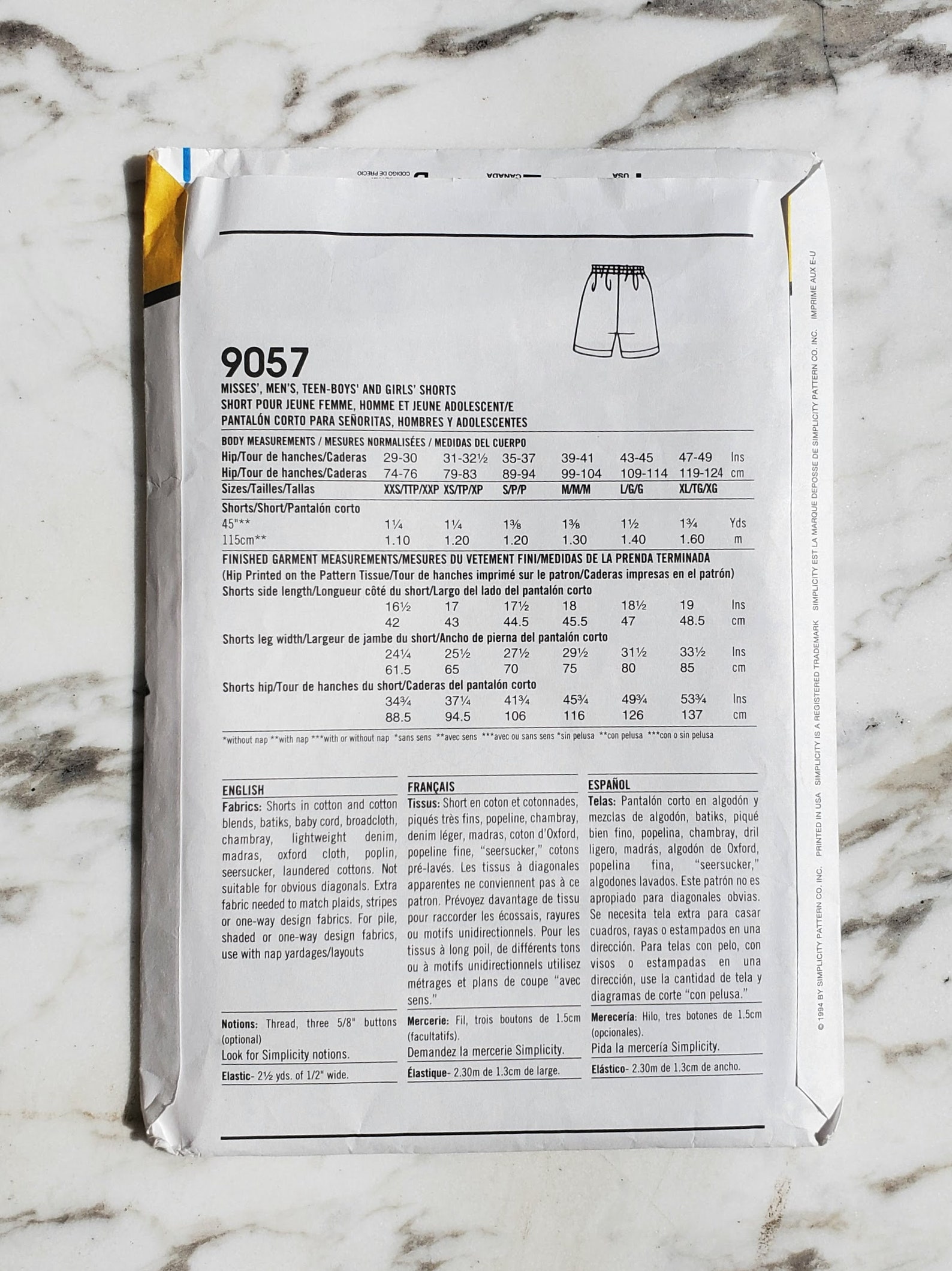 Simplicity 9057 - Misses', Men's, Teen-boys and Girls' Shorts - Size A ...