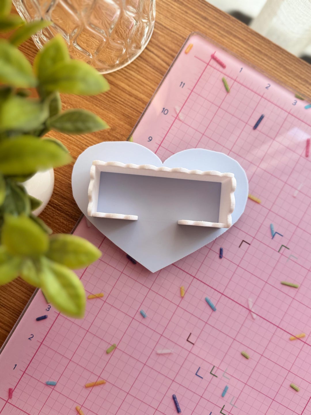 Scalloped Edge, Coquette, Heart Shaped Business Card Holder for Small ...