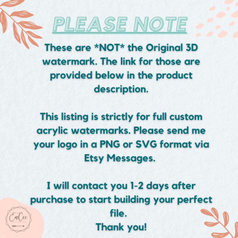 Full Custom Laser Cut Name Business Watermark Physical - Etsy