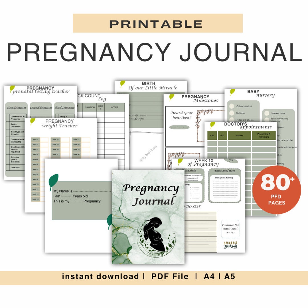 Printable Pregnancy Journal, Printable Pregnancy Planner First Time Mom ...