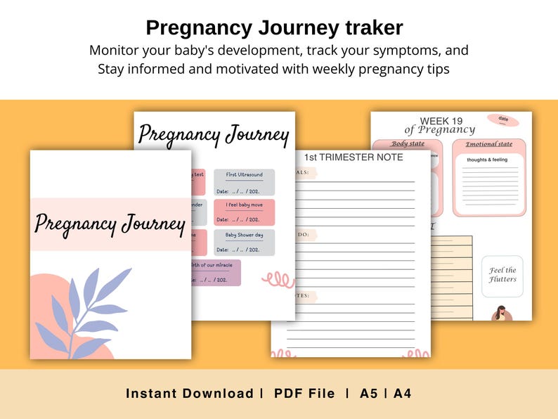 Printable Pregnancy Journal, Printable Pregnancy Planner, First Time ...