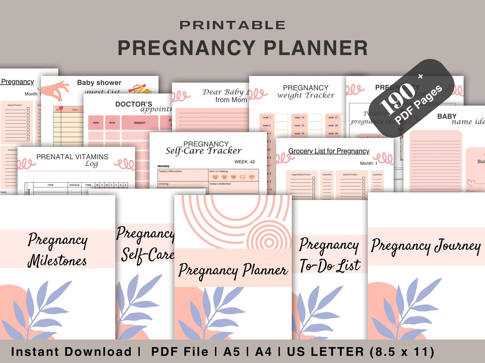 Printable Pregnancy Journal, Pregnancy Planner, First Time Mom Gift ...