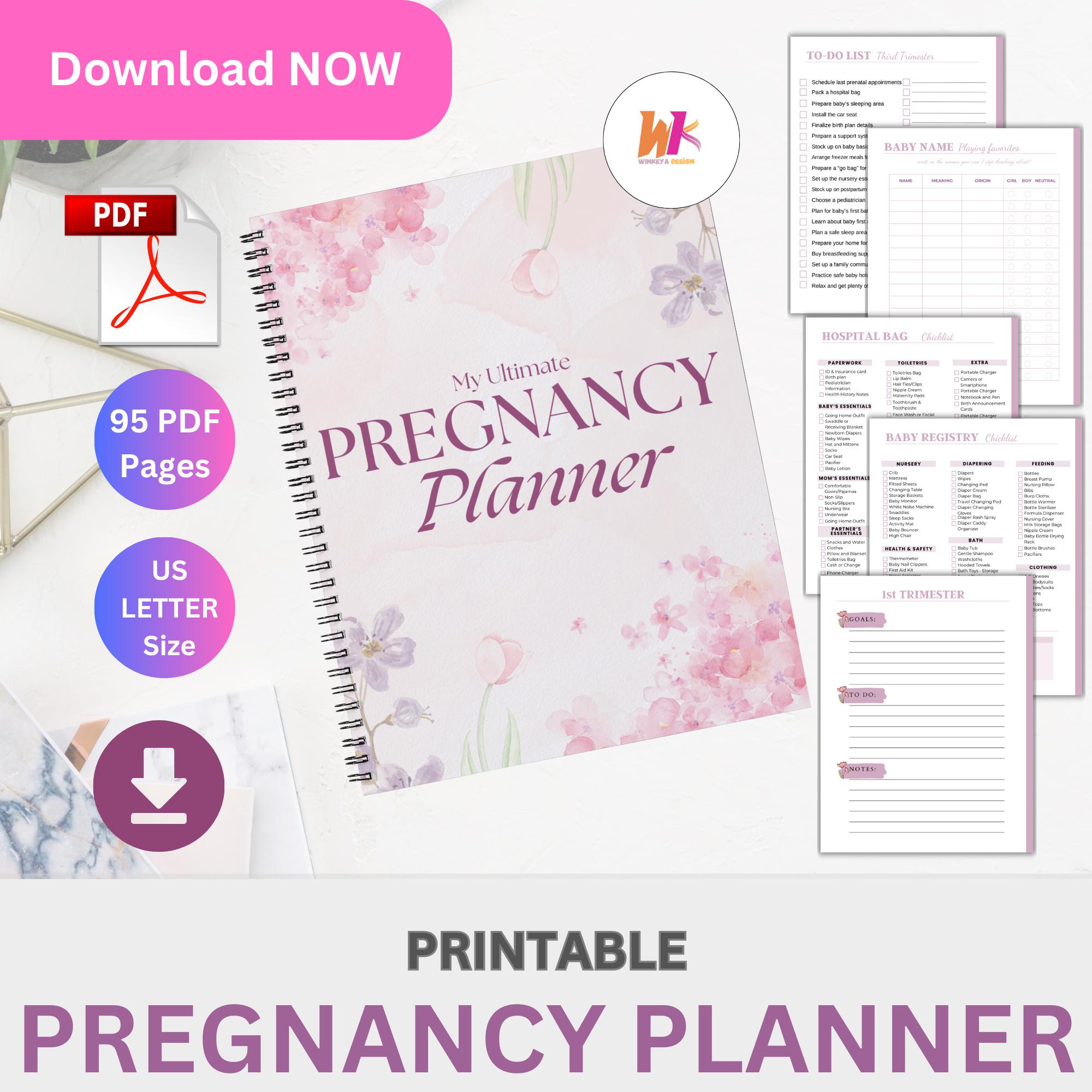 Pregnancy Planner Printable for First Time Moms, Pregnancy Journal for ...