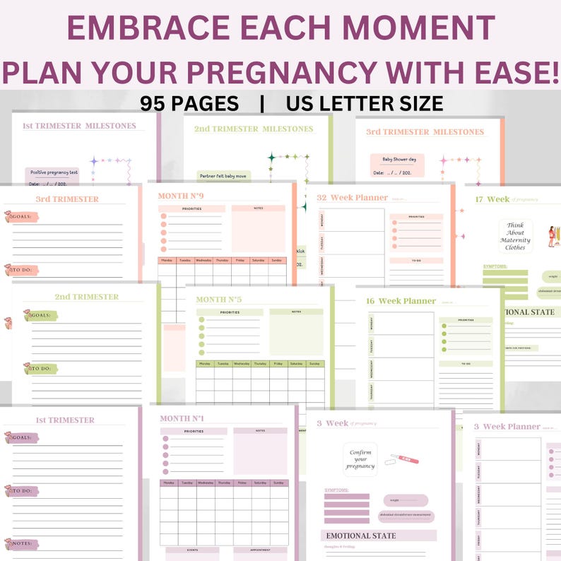 Pregnancy Planner Printable for First Time Moms, Pregnancy Journal for ...