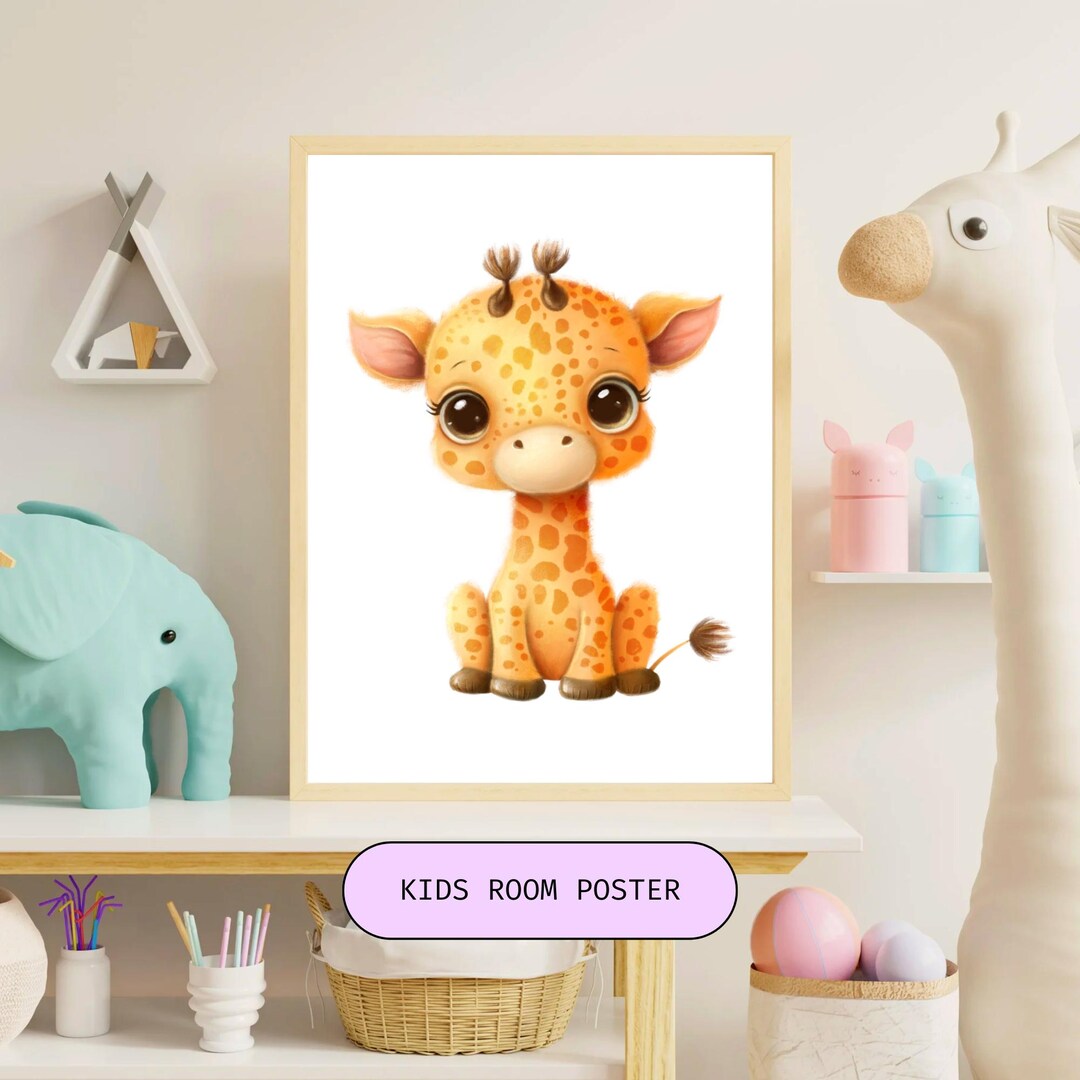 Woodland Nursery Decor | Cute Baby Giraffe Nursery Wall Art | Printable ...