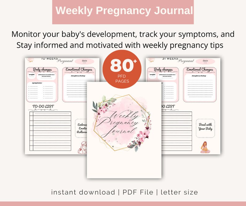Printable Pregnancy Planner, Printable Pregnancy Journal, Expecting Mom ...