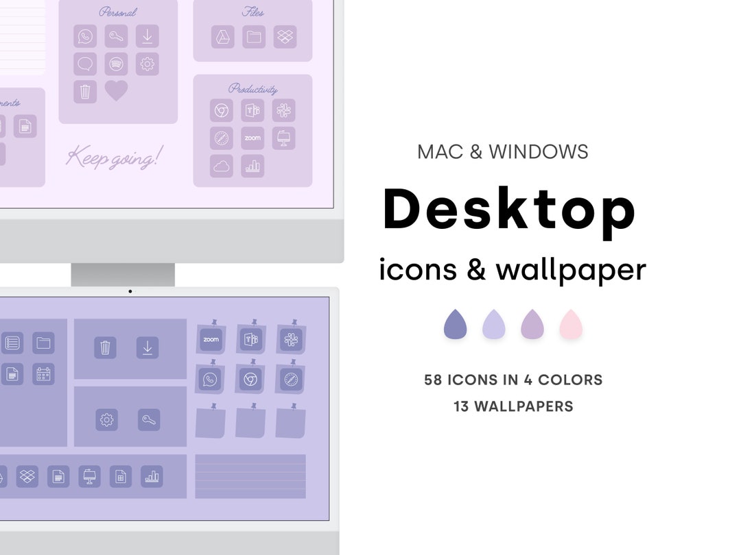 Purple Winter 200+ Desktop Icons | Desktop Organizer, Desktop Wallpaper ...