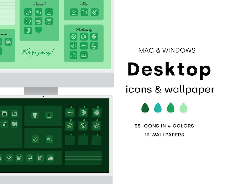 200+ Desktop Icons Green Theme | Desktop Organizer, Desktop Wallpaper ...