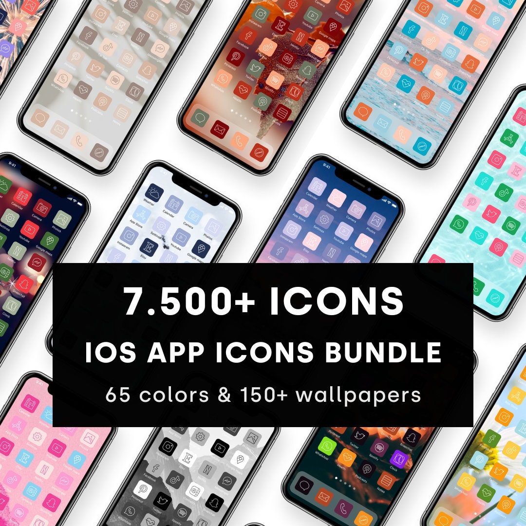 7,500 High Resolution Ios 16 App Icons Pack Mega Bundle 65 Colors ...