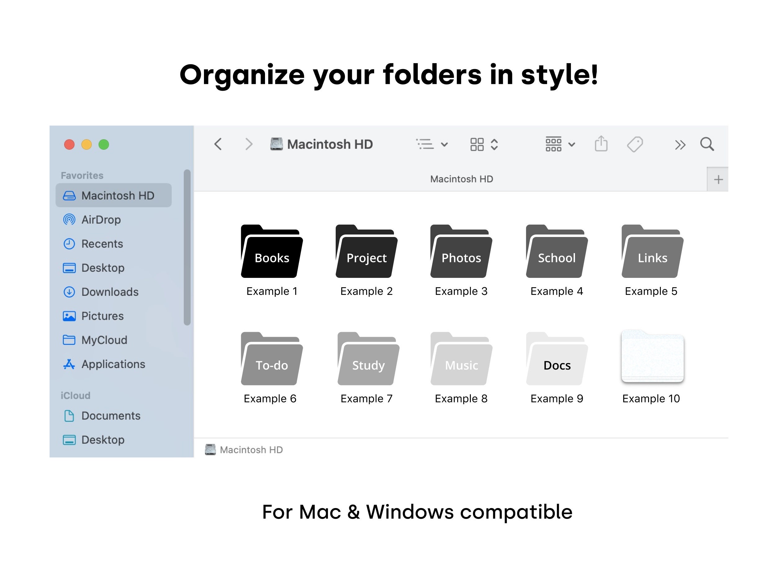 300 Black White Desktop Folder Icons Desktop Organizer, Desktop Folder ...