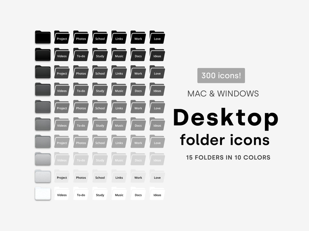300 Black White Desktop Folder Icons | Desktop Organizer, Desktop ...