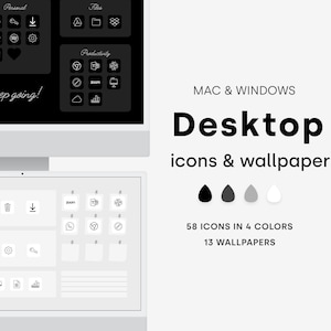 200+ Desktop Icons Black and White Theme | Desktop Organizer, Desktop ...