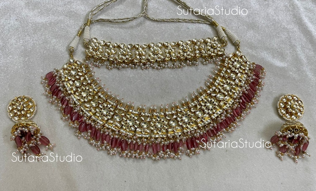 Sabyasachi Kundan Sets, Pachi Kundan Bridal Set, Peach Kundan Necklace, Colours Customizable ...