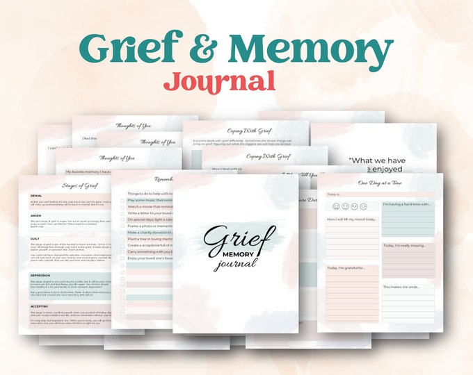 Grief Journal Printable | Bereavement Therapy | Grief and Loss | Memory ...