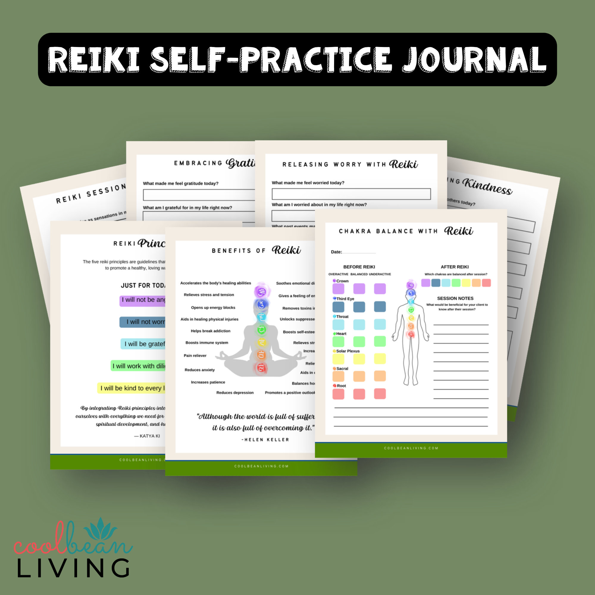 Reiki Self-practice Journal Printable Reiki Session Journal Chakra ...