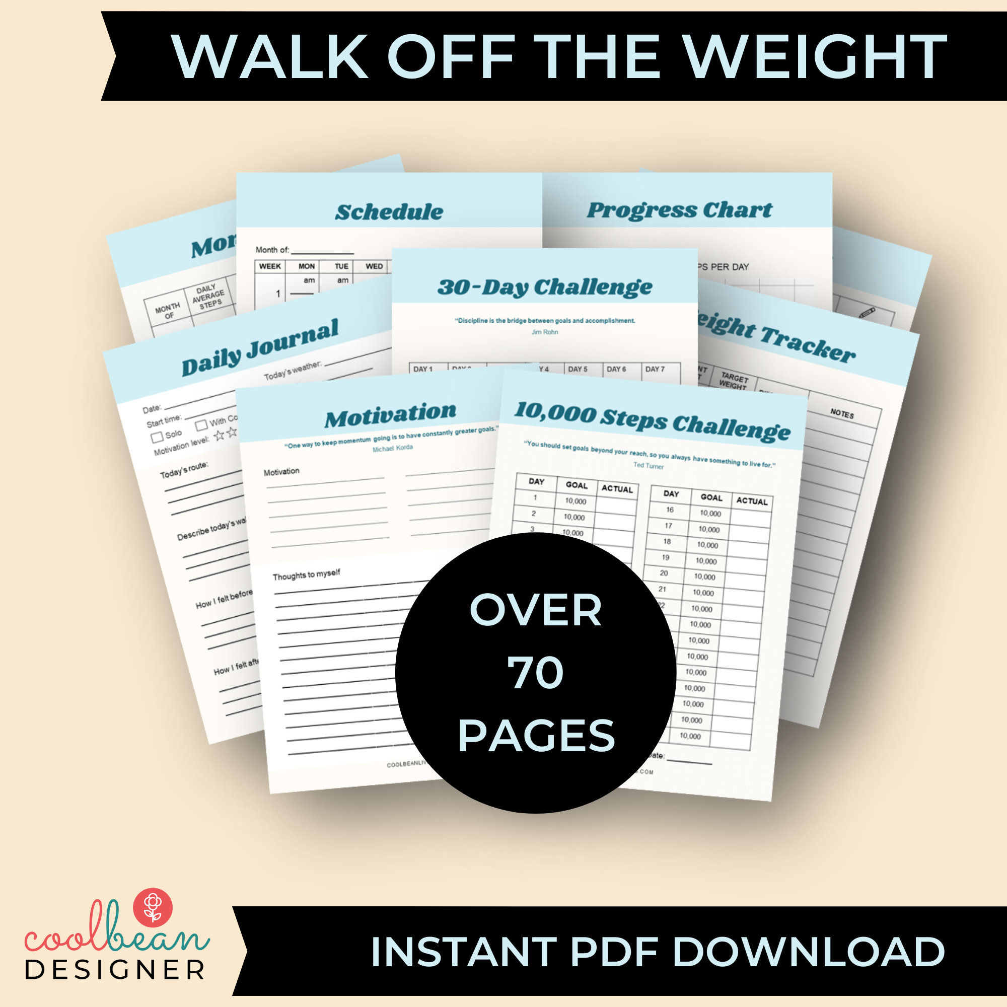 Walk off the Weight Planner | Printable Weight Loss Tracker | Walking ...