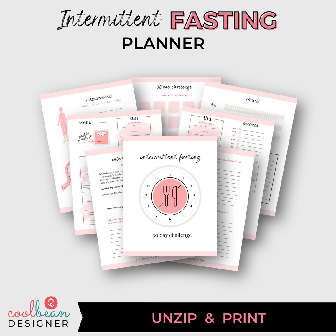 Intermittent Fasting Planner | Printable Fasting Lifestyle Organizer ...