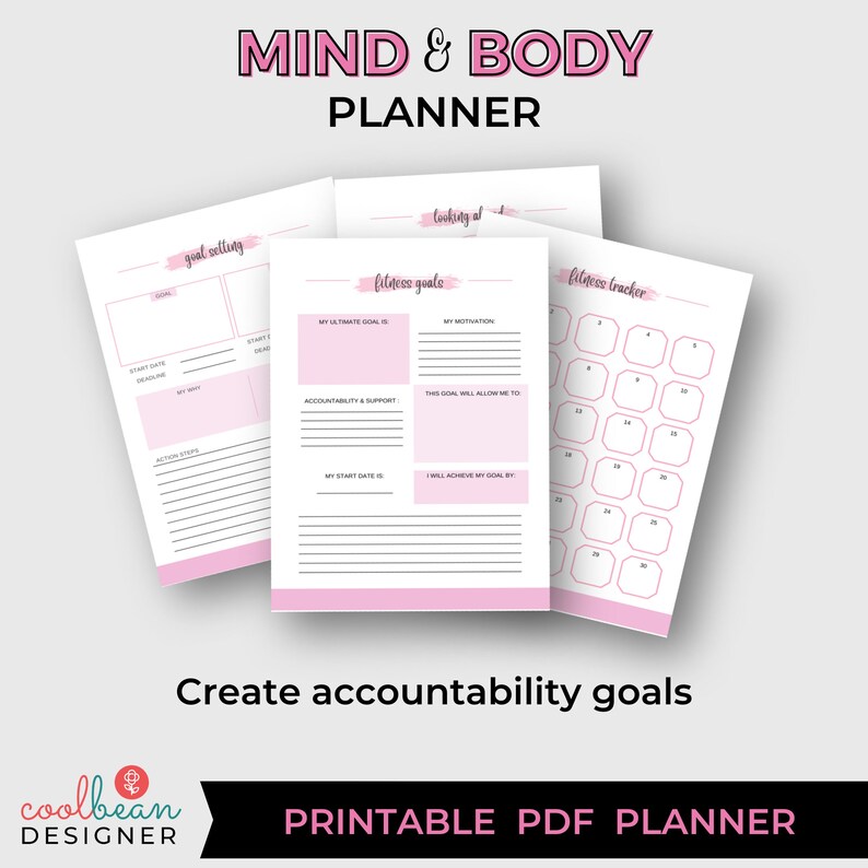 Mind and Body Planner Printable Self-care Goal Journal Wellness ...