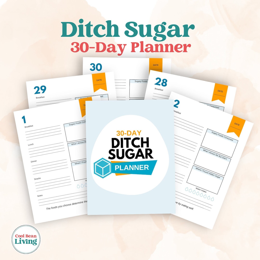 30-day Ditch Sugar Challenge | Printable No Sugar Planner | Sugar-free ...
